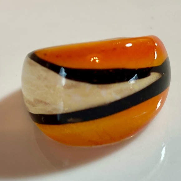 Jewelry | Vintage Lucite Ring Orange Cream With Black Sz 6 Looks Like ...